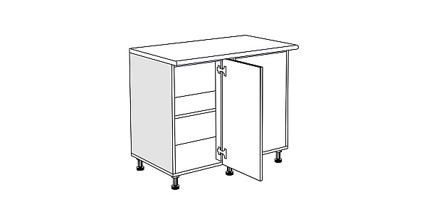 Кухненски шкаф долен ъглов с една врата In Mdf Du100 кашмир гланц • Модулна кухня In Mdf кашмир