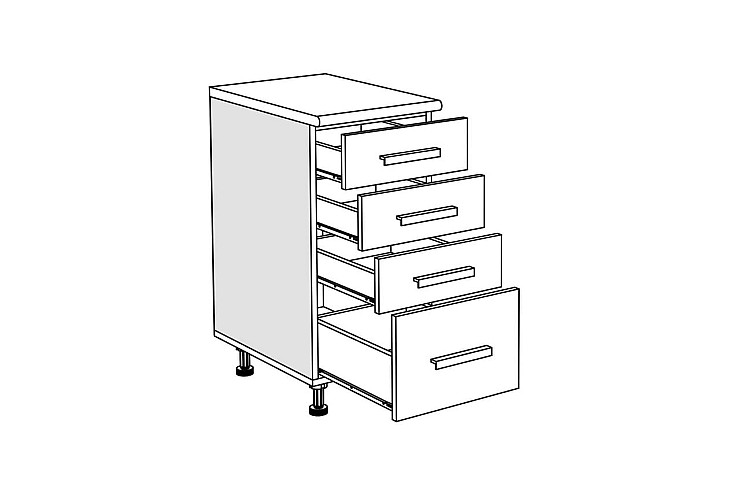 Кухненски шкаф долен с четири чекмеджета In D40 F дъб артизан • Модулна кухня In дъб артизан