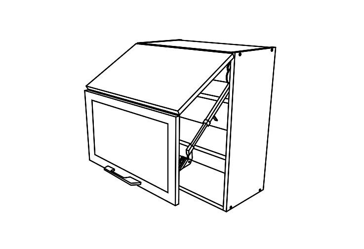 Кухненски шкаф горен с две повдигащи врати Rustic Vh60 бял • Модулна кухня Rustic бяла • Мебели