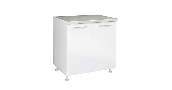 Кухненски шкаф долен с две врати In Mdf D80 бял гланц • Модулна кухня In Mdf бяла гланц • Мебели