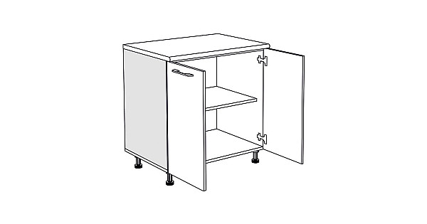 Кухненски шкаф долен с две врати In Mdf D80 бял гланц • Модулна кухня In Mdf бяла гланц • Мебели