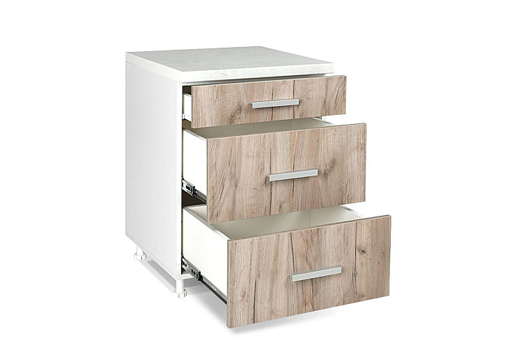 Кухненски шкаф долен с три чекмеджета In D60 F сив дъб • Модулна кухня