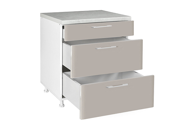Кухненски шкаф долен с три чекмеджета In Mdf D80 3f кашмир гланц • Модулна кухня In Mdf кашмир