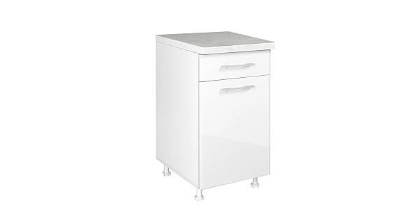Кухненски шкаф долен с чекмедже и врата In Mdf D45 Kf бял гланц
