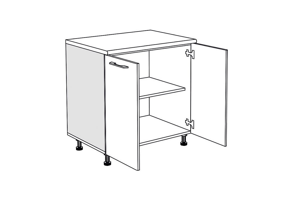 Кухненски шкаф долен с две врати In Mdf D80 бежов гланц • Модулна кухня In Mdf бежов гланц