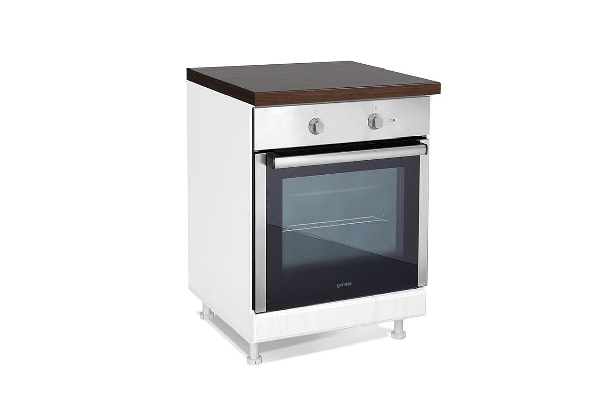 Кухненски шкаф долен за вградена фурна Rustic D60 R бял • Модулна кухня Rustic бяла • Мебели Монема