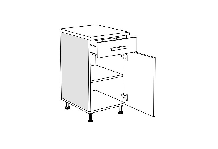 Кухненски шкаф долен с чекмедже и врата In D45 Kf сив • Модулна кухня In сива • Мебели Монема