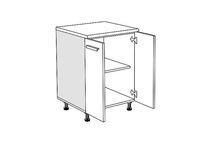 Кухненски шкаф долен с две врати In D60 снежен дъб • Модулна кухня In снежен дъб • Мебели Монема