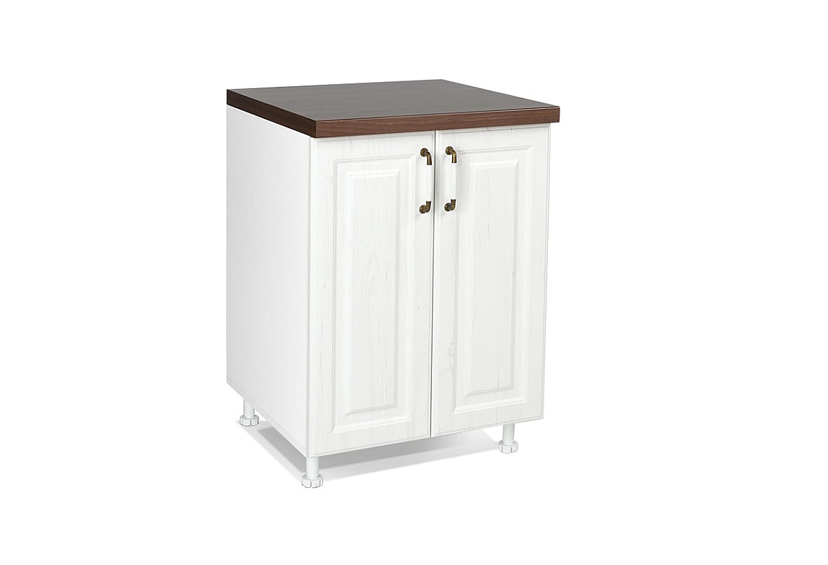 Кухненски шкаф долен с две врати Rustic D60 бял • Модулна кухня Rustic бяла • Мебели Монема