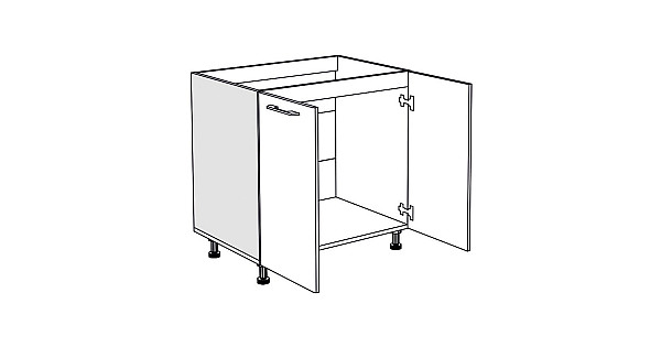 Кухненски шкаф долен за мивка In Mdf D80 S бял гланц • Модулна кухня In Mdf бяла гланц • Мебели