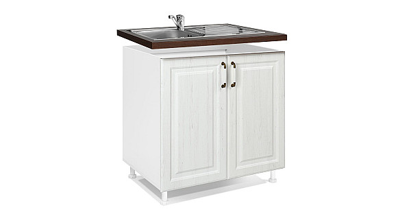 Кухненски шкаф долен за мивка Rustic D80 S бял • Модулна кухня Rustic бяла • Мебели Монема