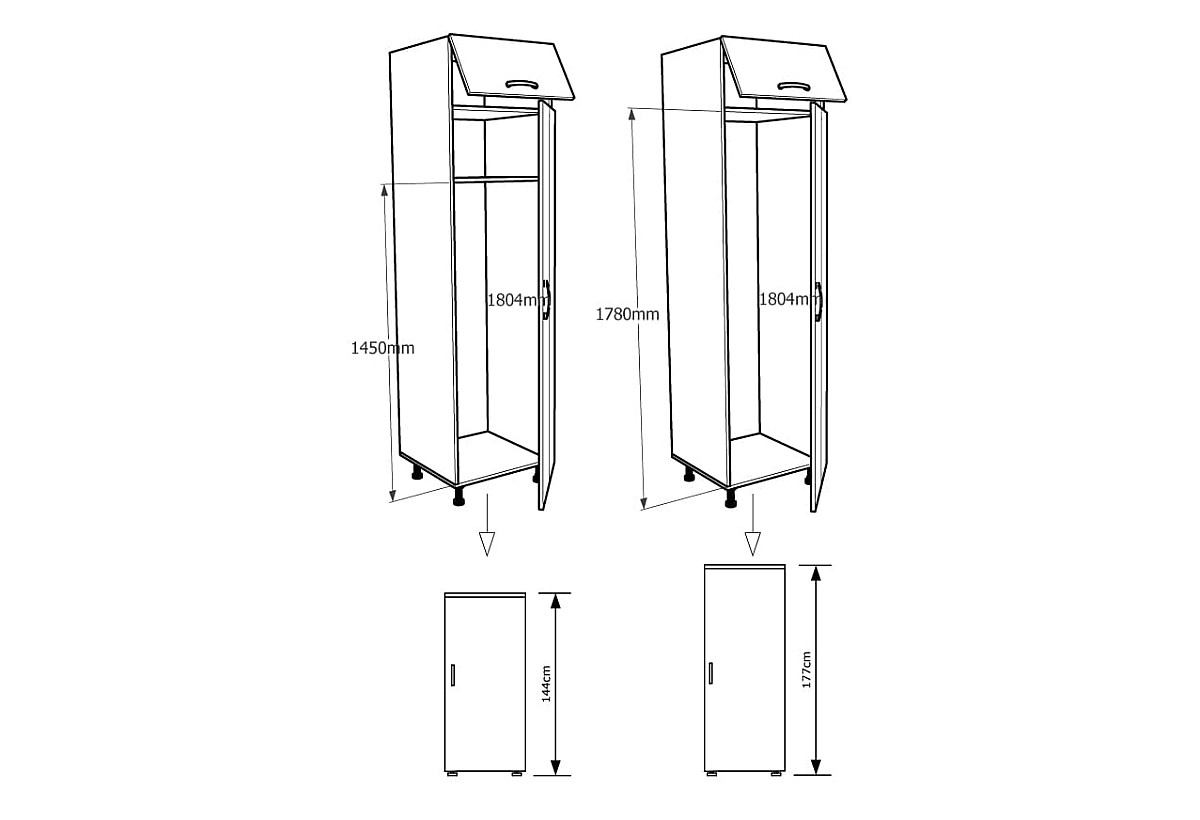 Колонен шкаф за вграден хладилник In Friz 60 сив • Модулна кухня In сива • Мебели Монема