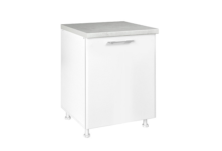 Кухненски шкаф долен с една врата In Mdf D60 1v бял гланц • Модулна кухня In Mdf бяла гланц